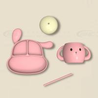 China MHC Cartoon Animal Silicone Baby Feeding Set Plate for Kids Travel Nursing 500 Pieces for sale