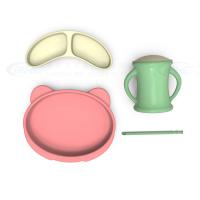 China MHC Custom Animal Panda Baby Feeding Plate Bpa Free Non Toxic Dining Suction Silicone Plate for sale
