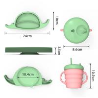 China MHC Children Travel Crocodile High Durability Baby Feeding Plate With Suction for 6-12 Months for sale