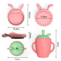 China MHC Pink Rabbit Silicone Baby Feeding Plate Dispenser 100% Food Grade for sale