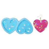 China MHC Love Shape UV Silicone Epoxy Resin Molds Jewelry Heart Pendant Beads Holographic Earring Resin Molds for sale