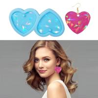China MHC Love Shape UV Silicone Epoxy Resin Molds Jewelry Heart Pendant Beads Holographic Earring Resin Molds for sale
