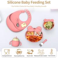 China Trending Silicone Cutlery Tableware Eco Friendly Suction Feeding Bpa Free Divided Suction Heat-Resistant Food Grade Cute Baby for sale