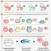 China Trending Silicone Cutlery Tableware Eco Friendly Suction Feeding Bpa Free Divided Suction Heat-Resistant Food Grade Cute Baby for sale