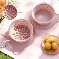 China Collapsible Slow Feeder Dog Bowl Portable Silicone Travel Pet Bowls Cat Ear Double Folding Bowl for Outdoor Camping Hiking for sale