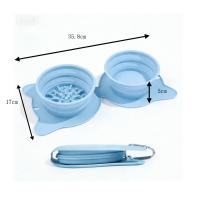 China Collapsible Slow Feeder Dog Bowl Portable Silicone Travel Pet Bowls Cat Ear Double Folding Bowl for Outdoor Camping Hiking for sale