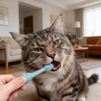 China Oral Care Pet Dog & Cat Toothbrush with Soft Bristles Anti-Slip Design Eco-Friendly Food Grade Silicone Easy Clean for sale
