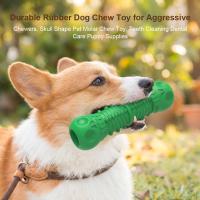 China Natural Rubber Dog Bone Toy Silicone Bone Shaped Pet Teething Stick Chew Toy Teeth Cleaning Dental Care Puppy Supplies for sale