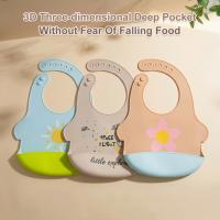 China 100% Food Grade Silicone Baby Bib Waterproof Soft Adjustable Infant Feeding Bib with Big Pocket Crumb Catcher for Baby for sale