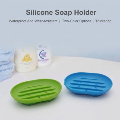 China Manufacturer Wholesale Silicone Soap Dish Tray Self Draining Bar Soap Holder Flexible Soap Saver for Shower and Bathroom for sale
