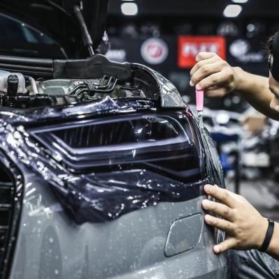 China Scratch Resistant Car Lamp Film TPU PPF Car Wrap Headlight Protection Film For Car VIT 82% Hydrophobic for sale
