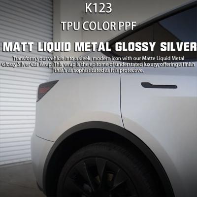 China K123 Matt Liquid Metal Glossy Silver TPU Color Car Paint Protection Film Full  Vinyl Wrap for sale