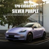China K071 TPU Glitter Diamond Vinyl Car Wrap Silver Purple Colored PPF for sale