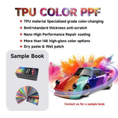 China Custom Car Colored Ppf  Wraps 8.0mil Thickness Color Paint Protection Film 1.52*16m/roll for sale