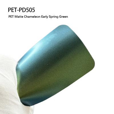 China PET-PD505 PET Matte Chameleon Early Spring Green 7.5mil Car Matte Wrap for sale