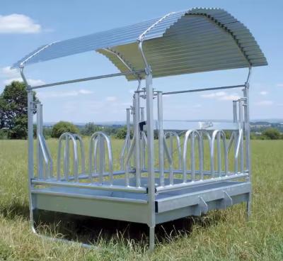 China Livestock 1.75m Galvanized Horse Feeder Rack With 30cm Roof 100kg for sale