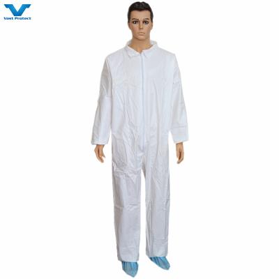 China EN1149 EN1073 Certificate Direct Microporous White Disposable Coveralls With Collar for sale