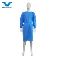 China Class III Disposable Isolation Gowns 45gsm SMS Blue Waterproof for Medical Facilities for sale