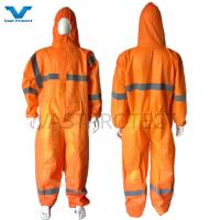 China CAT III Standard Orange SMS Microporous Disposable Coverall for Protective Clothing for sale