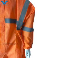 China Orange Nonwoven Disposable Coveralls with Reflective Tape and CE Type 5 6 Certification for sale