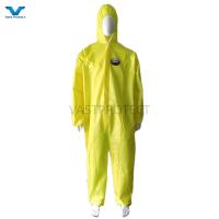 China Anti Static Function Cat III Type 4 PPE Industrial Safety Chemical Yellow Disposable Coveralls for sale