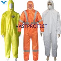 China Cat 3 III Type 5 6 Disposable Overalls With Elastic Wrists And Ankles Non Woven SMS for sale