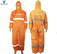 China Label Accessories Nonwoven SMS Microporous Disposable Coveralls with Reflective Stripes for sale