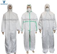 China Disposable Type 5 6 Coveralls with Sealed Seam Zipper Front Hood Elastic Cuffs Ankles for sale