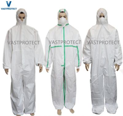 China Disposable Type 5 6 Coveralls with Sealed Seam Zipper Front Hood Elastic Cuffs Ankles for sale