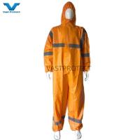 China White Orange SMS Microporous Sf Mf Disposable Coveralls with Reflective Stripes and Hood for sale