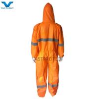 China White Orange SMS Microporous Sf Mf Disposable Coveralls with Reflective Stripes and Hood for sale