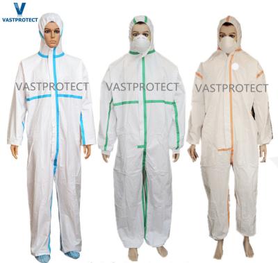 China Initial Payment Disposable Taped Coveralls with Sealed Seam EN1149 EN1073 Standard for sale