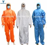 China Asbestos Removal Overalls SMS Microporous Type 5/6 Disposable Coveralls Label Accessories for sale