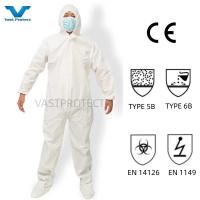 China VPT621 PPE Industrial Safety Waterproof Breathable Chemical White Disposable Overalls for sale