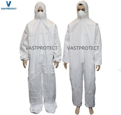 China Initial Payment Protective Clothing Disposable Coveralls with Elastic Cuffs and Hood for sale