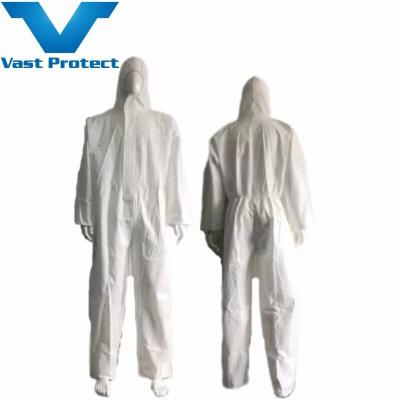 China White Waterproof Coverall with Elastic Hood and Anti-Mildew/Anti-Bacterial Properties for sale