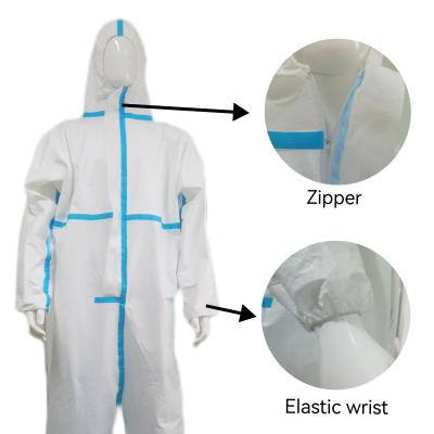 China Full Payment White Protective Suit 175*140cm Waterproof PP PE with Hood and Tape for sale
