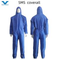 China CE Type5/6 OEM Accepted SMS Non-Woven Anti-Static Waterproof Blue Protective Coverall for sale