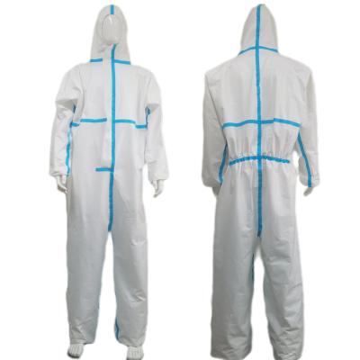 China Type4/5/6 OEM PPE Suit Microporous Coveralls with Stick Strip Closed and OEM Accepted for sale