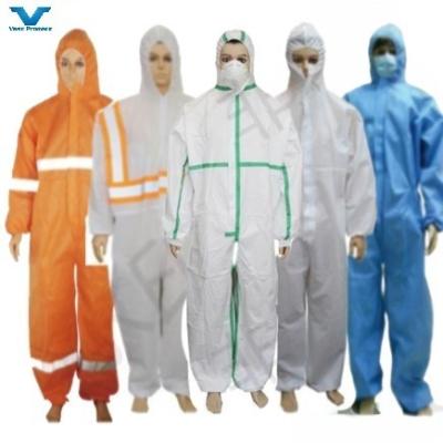 China 60-70GSM Sf Coveralls with Strip Customized CE En14126 Isolarion Hooded Suit Suitable for sale