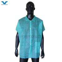 China White Blue Disposable SMS Lab Coats With Zipper Closure And Guarantee Period Two Years for sale