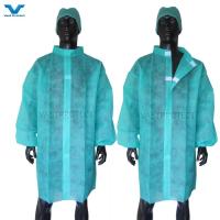 China White Blue Disposable SMS Lab Coats With Zipper Closure And Guarantee Period Two Years for sale