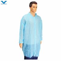 China Closure Velcro Shirt Collar Elastic Cuffs 30GSM Disposable Lab Coats for Food Industry for sale