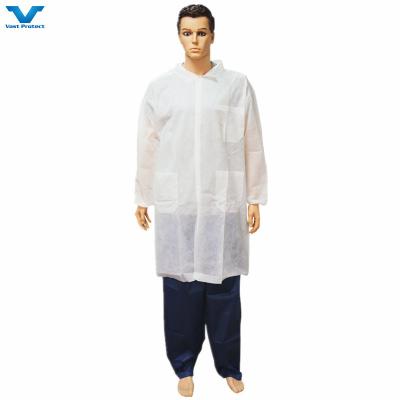 China Direct Blue Nonwoven PP Polypropylene SMS Microporous Disposable Lab Coat for Adults for sale