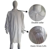 China White/Blue/Green/Purple OEM SMS/Microporous Nonwoven Unisex Visitor Lab Coat with Buttons for sale