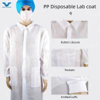 China 30GSM-50GSM Non Woven White Lab Coat For Food Industry Visitors Personalized Design for sale