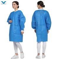 China Open Fronted Custom White PP SMS Microporous Uniform Visitor Coat for sale