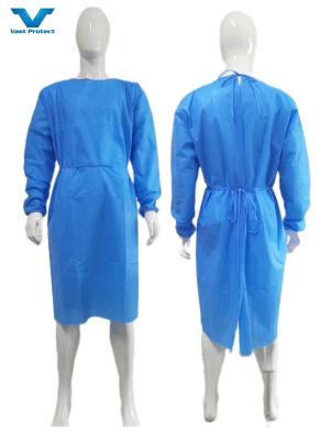 China Soft Anti Static SMS/PP/PP PE Isolation Gowns Adequate Supply in Blue Logo Printing Available for sale