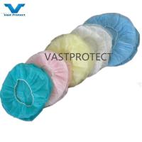 China White Blue Red Pink Hair Elastic Nonwoven PP Disposable Hairnet Round Bouffant Cap Waterproof for sale