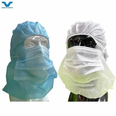 China Disposable Non-Woven PP Ninja Astronaut Space Balaclava Cover Head Hood with 2 Ply Face Mask for sale